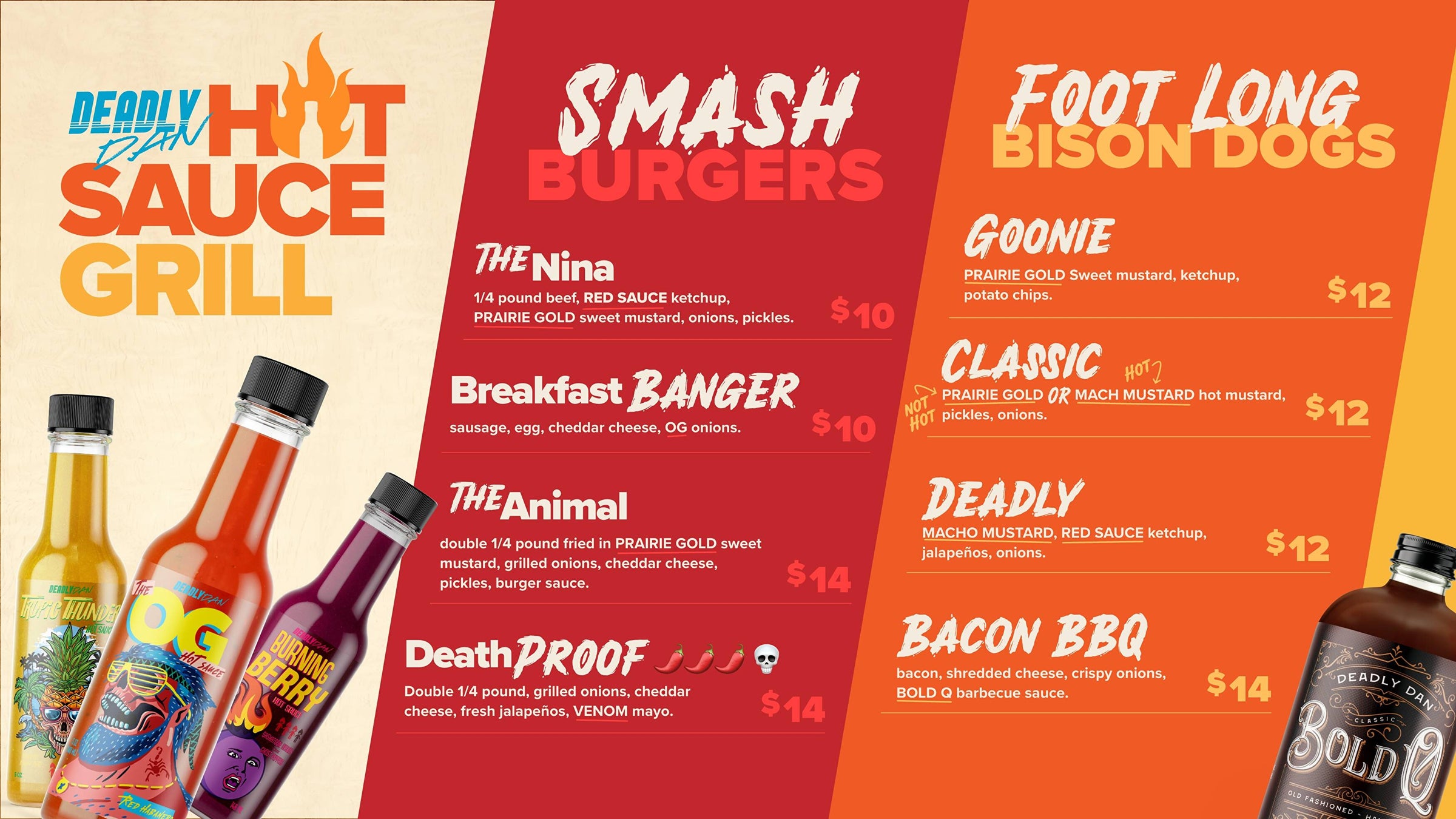 Hot Sauce Grill Menu | Deadly Dan Sauces & Hot Sauce Grill
